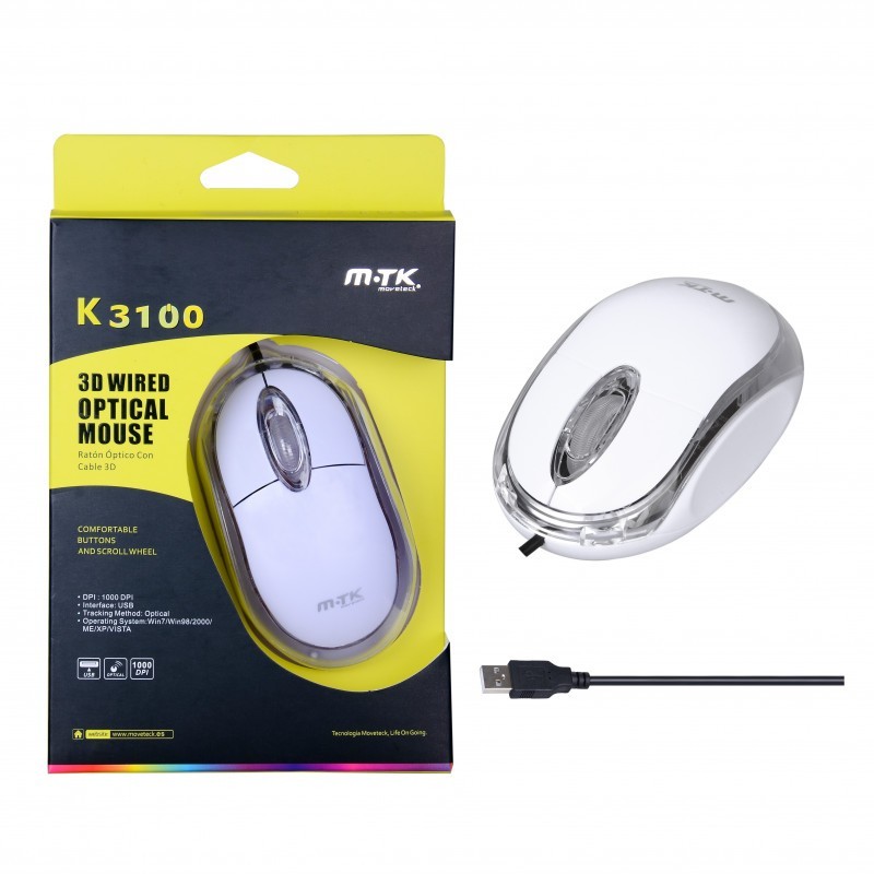 RATON MTK K3100 DINKER MOUSE WHITE 1000 DPI USB